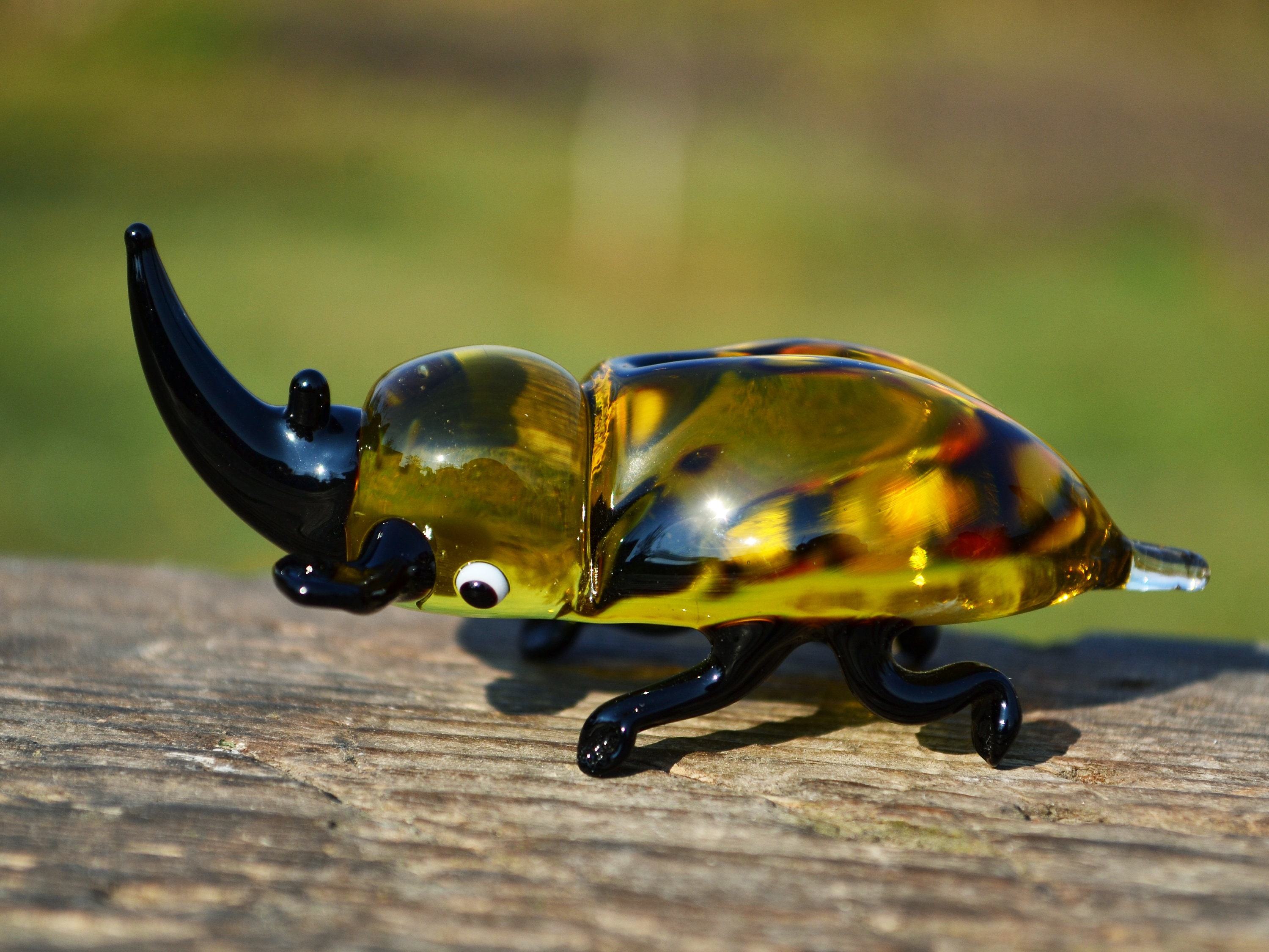 Yellow Glass Bug Figurine Animals Glass Bug Miniature Artglass | Etsy