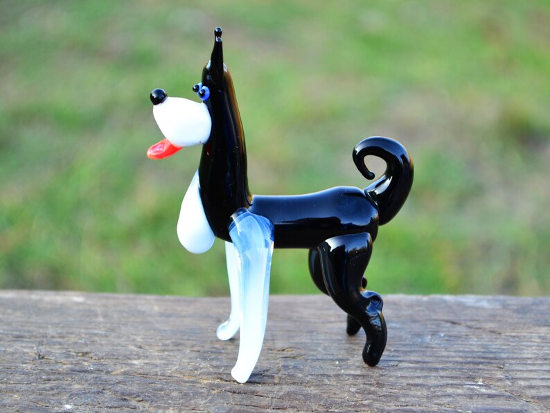 Black Glass Dog Figures Animal Gift for Christmas Glass - Etsy