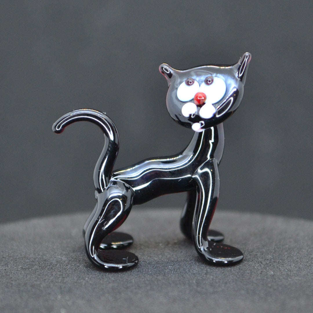 Tiny Glass Cat Figurine Murano Cat Animals Tiny Small Cat - Etsy