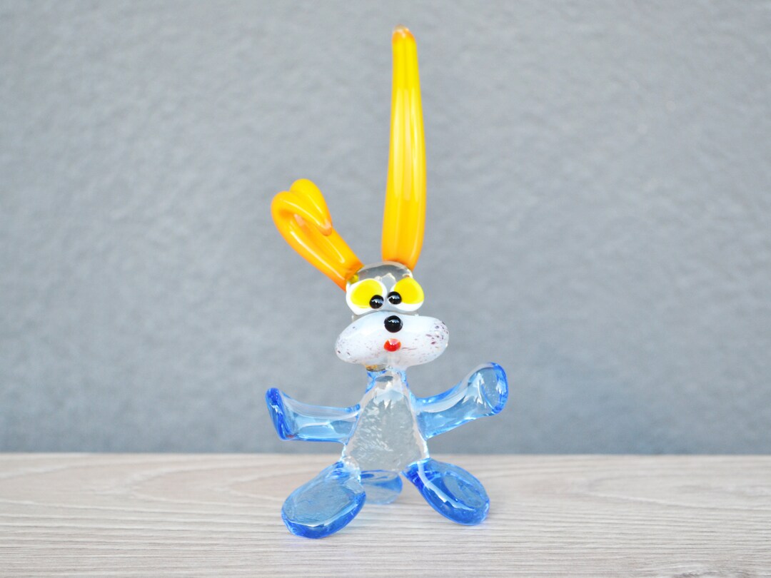 Blue Glass Rabbit Figurine Animals Glass Rabbit Sculpture Glass Rabbit ...