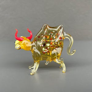 Glass Cow Figurine Blown Glass Animals Cow Sculpture Cow Miniatures Cow ...