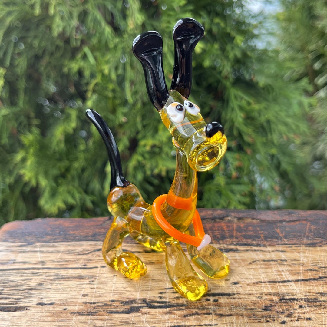 Yellow Glass Dog Figurine – Miniature Blown Dog Sculpture – Murano ...