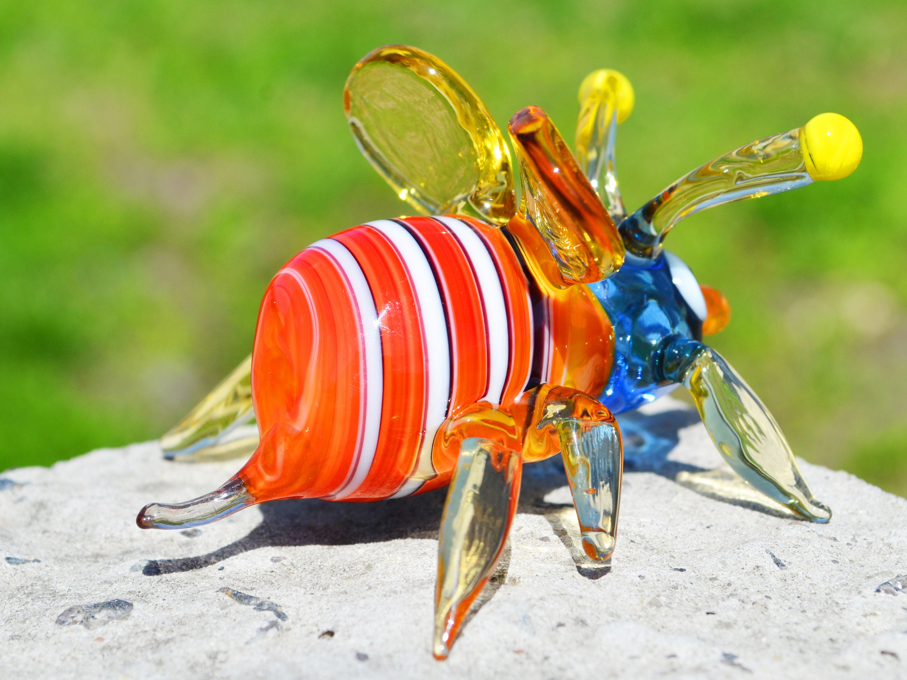 Glass Bee Figurines Collectible Bee Sculpture Yellow Glass Bee | Etsy
