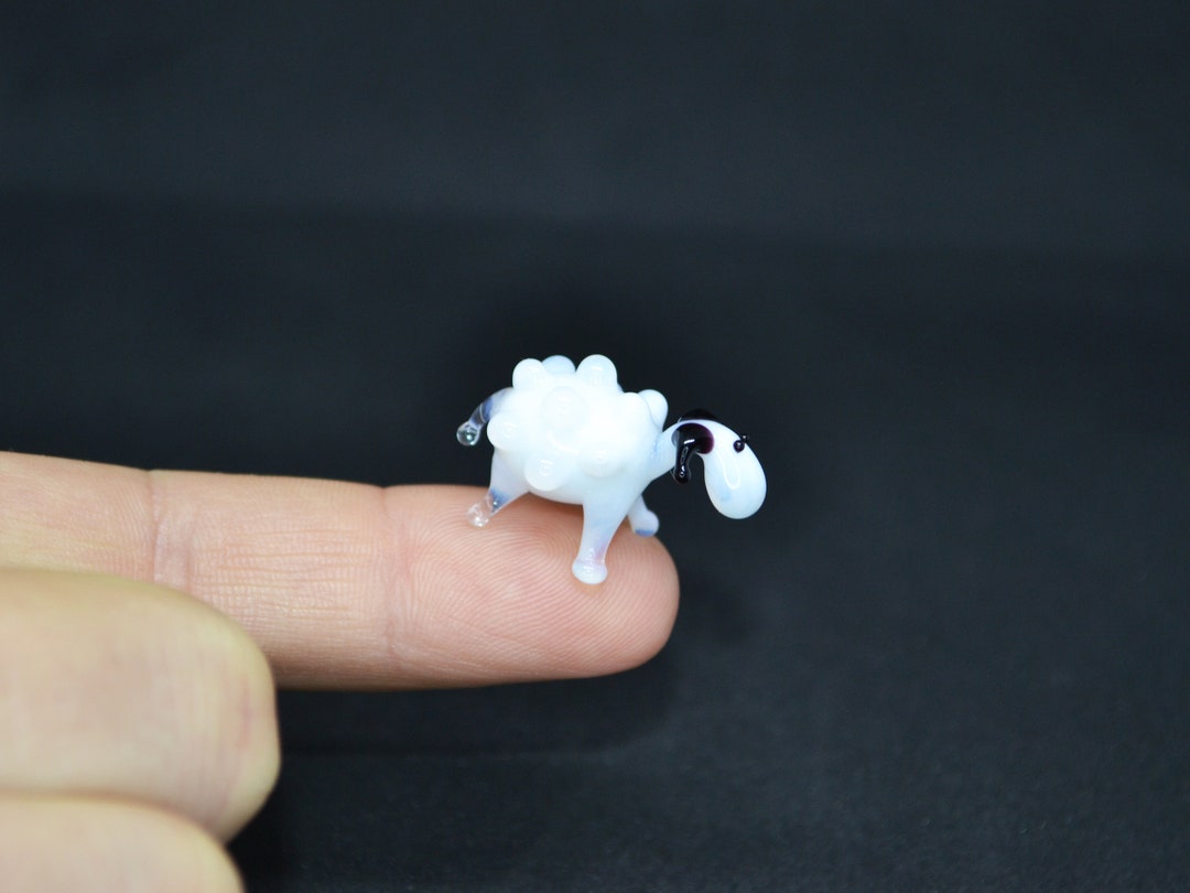 Miniature Glass Sheep Figurine – Hand Blown Black and White Sheep ...