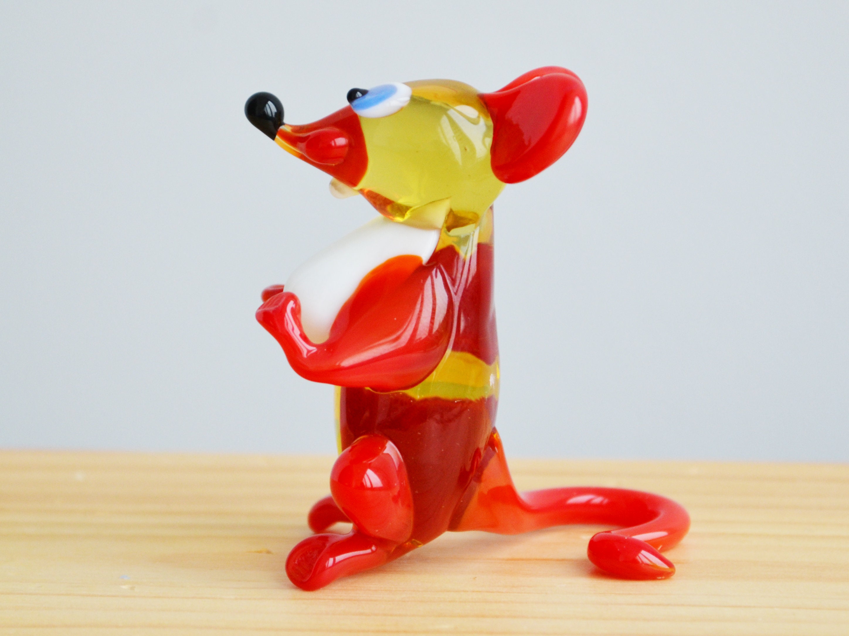 Red Glass Mouse Figurine Mouse Animals Glass Red Mouse | Etsy