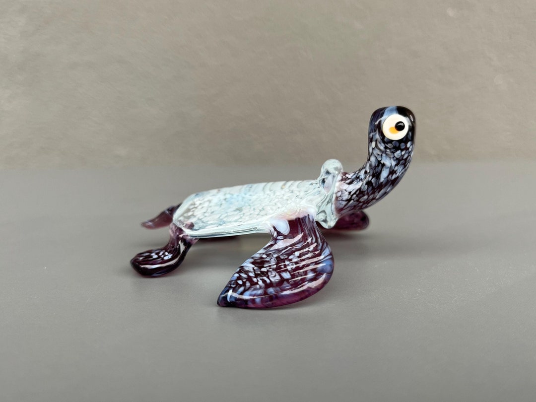Purple Glass Turtle Figurine Aquarium Accessories Turtle for Tank ...
