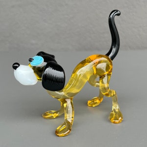 Glass Dog Figurine Dog Animals Glass Doggy Miniature Art Glass Doll ...