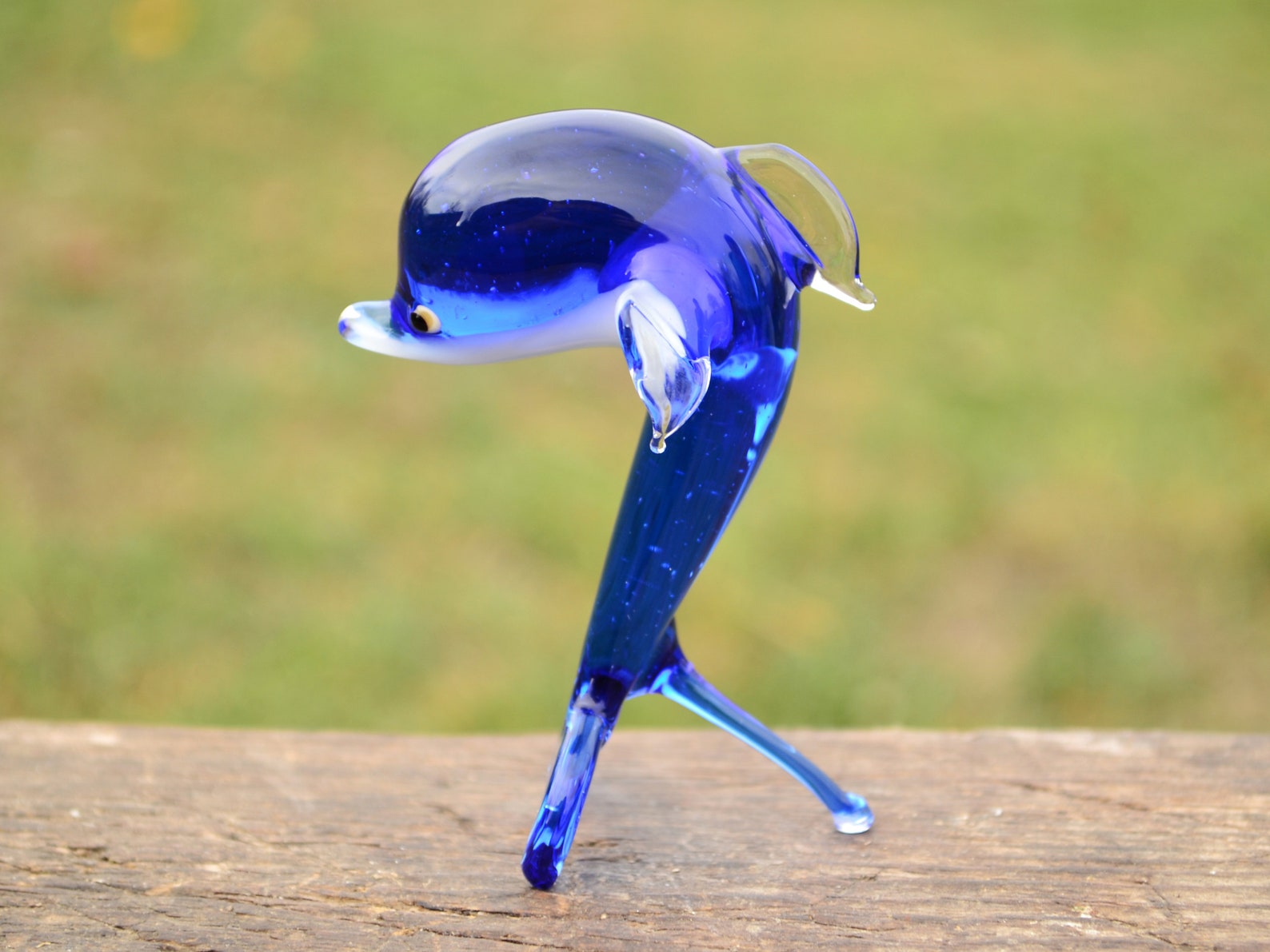 Blue Glass Dolphin Figurine Blown Animals Glass Dolphins | Etsy