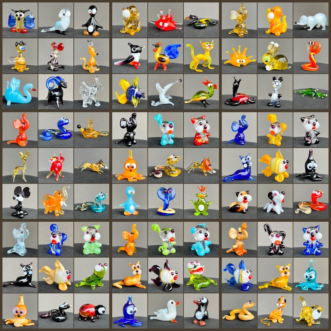 Mini Glass Animal Figurines, Choose Your Animal, Tiny Blown Glass ...