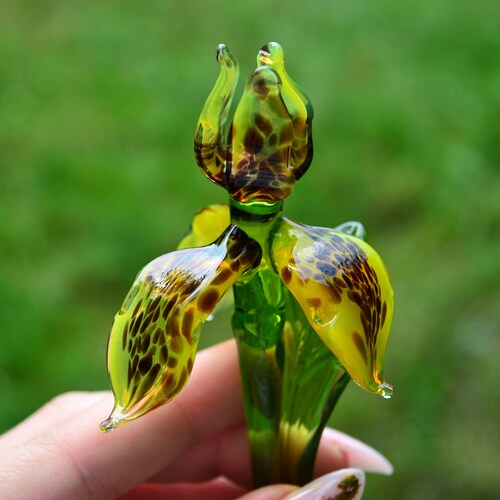 Purple Glass Flower Figurine Blown Flower Sculpture Art Glass - Etsy