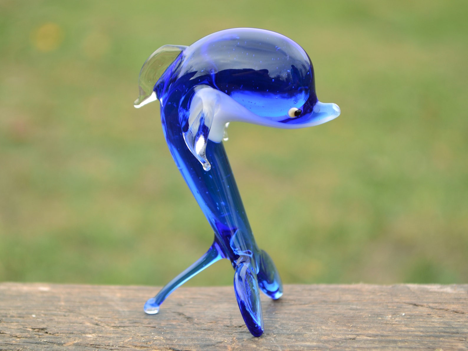 Blue Glass Dolphin Figurine Blown Animals Glass Dolphins | Etsy
