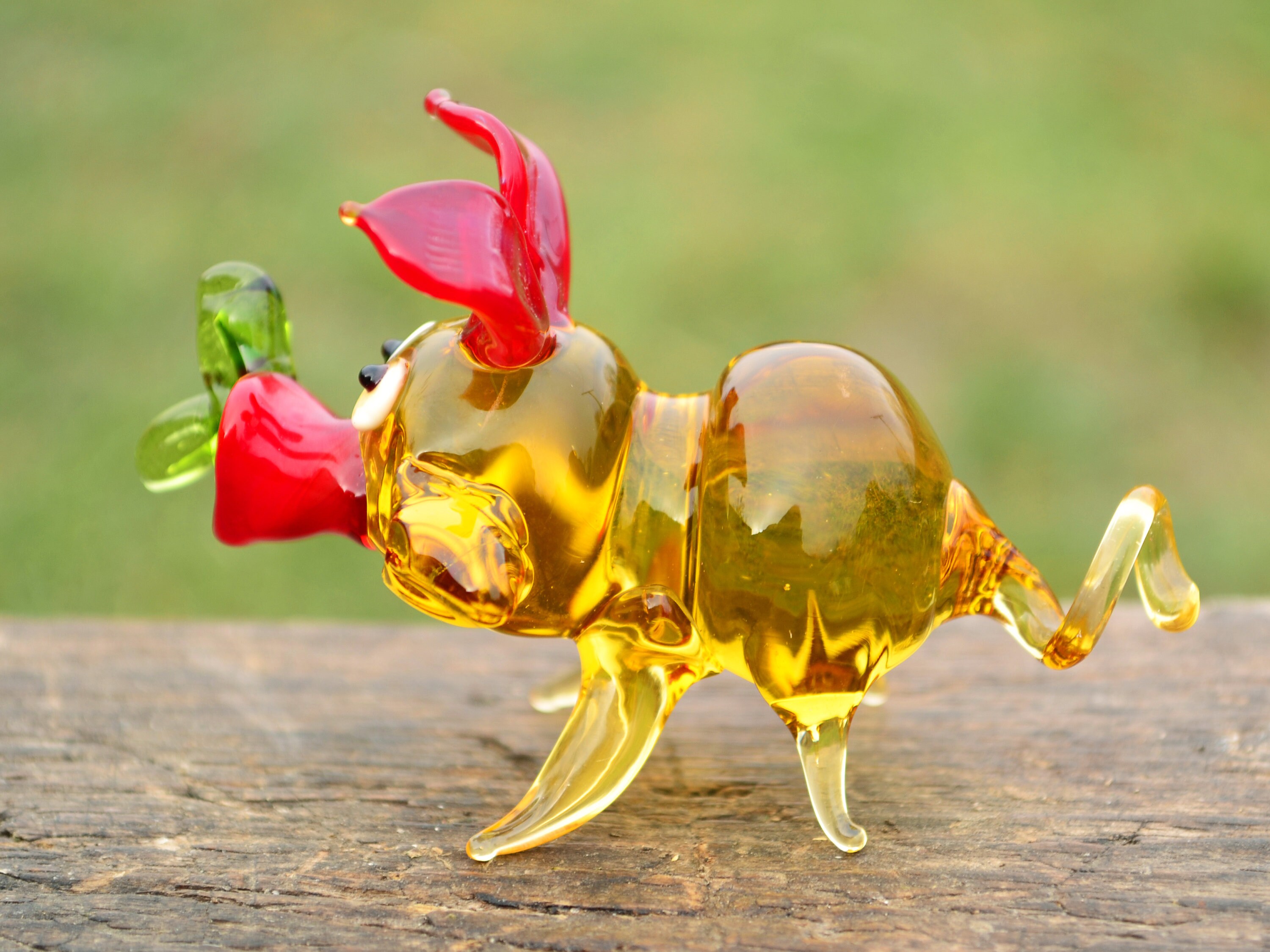 Blown Glass Pig figurine animals glass pig miniature art glass | Etsy