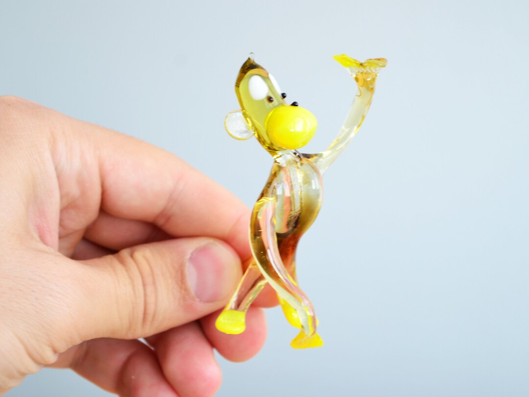 Glass Monkey Figurine Yellow Glass Monkey Animal Collectible - Etsy