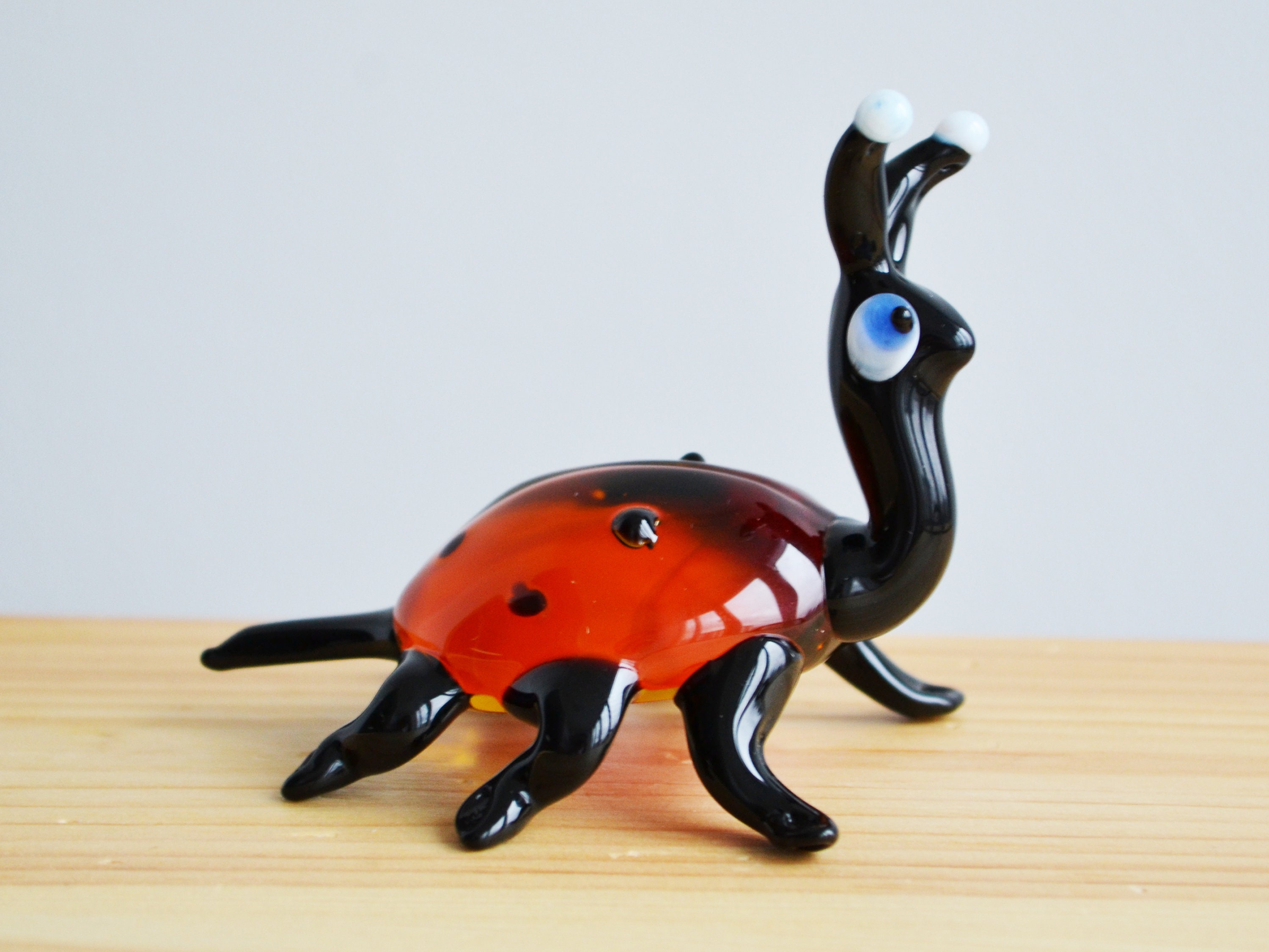 Red Glass Bug Figurine Animals Glass Bug Miniature Art Glass Blown Bug ...