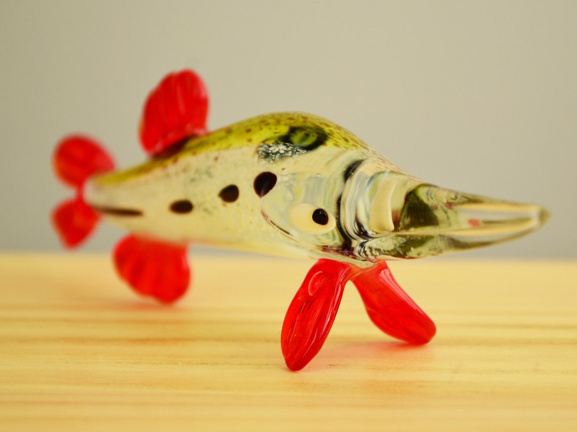 Glass Pike Fish Figurine Aquarium Large Red Fish Christmas | Etsy