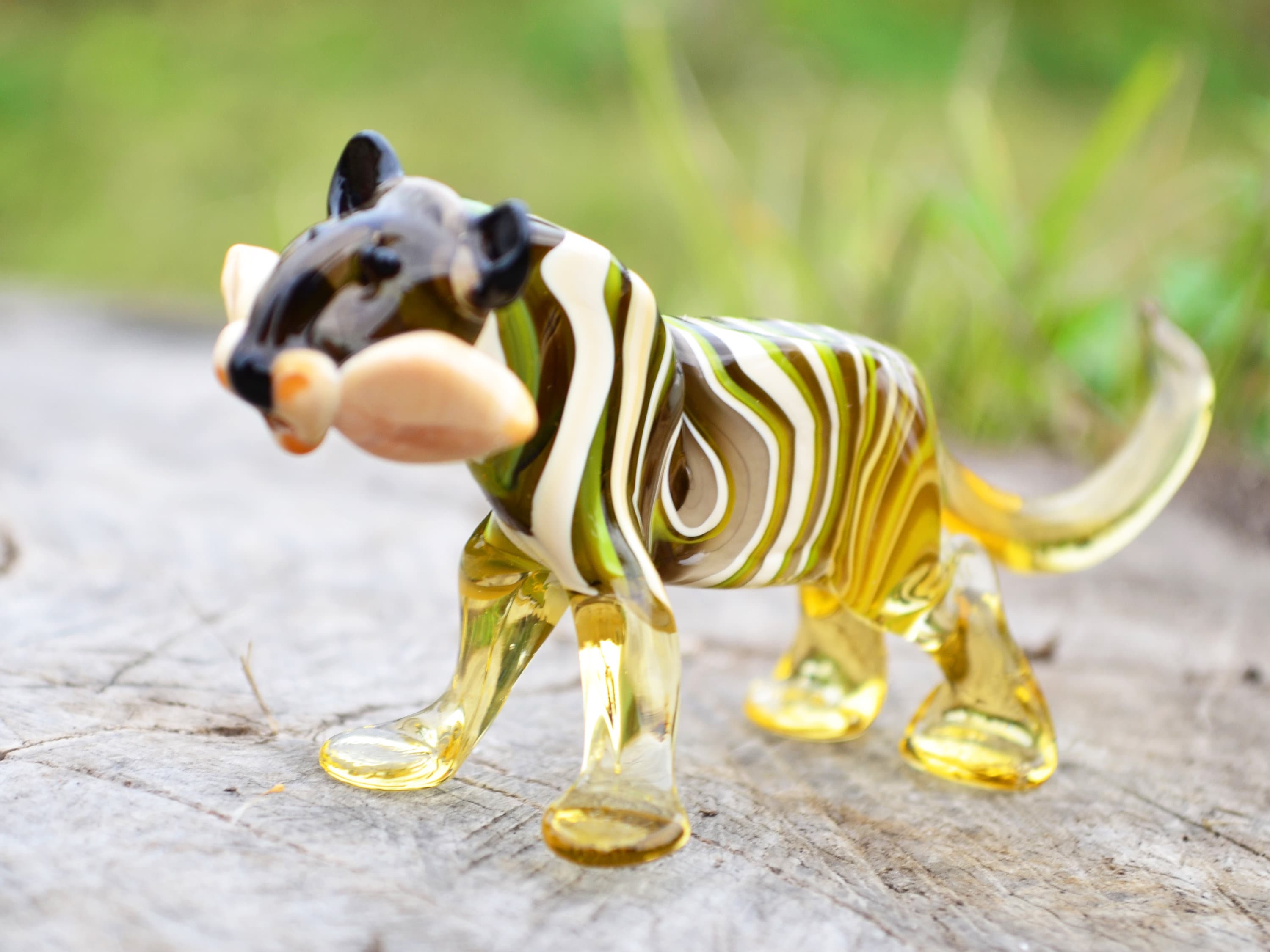 Glass Tiger Figurine Hand Blown Tiger Animals Glass Tiger - Etsy