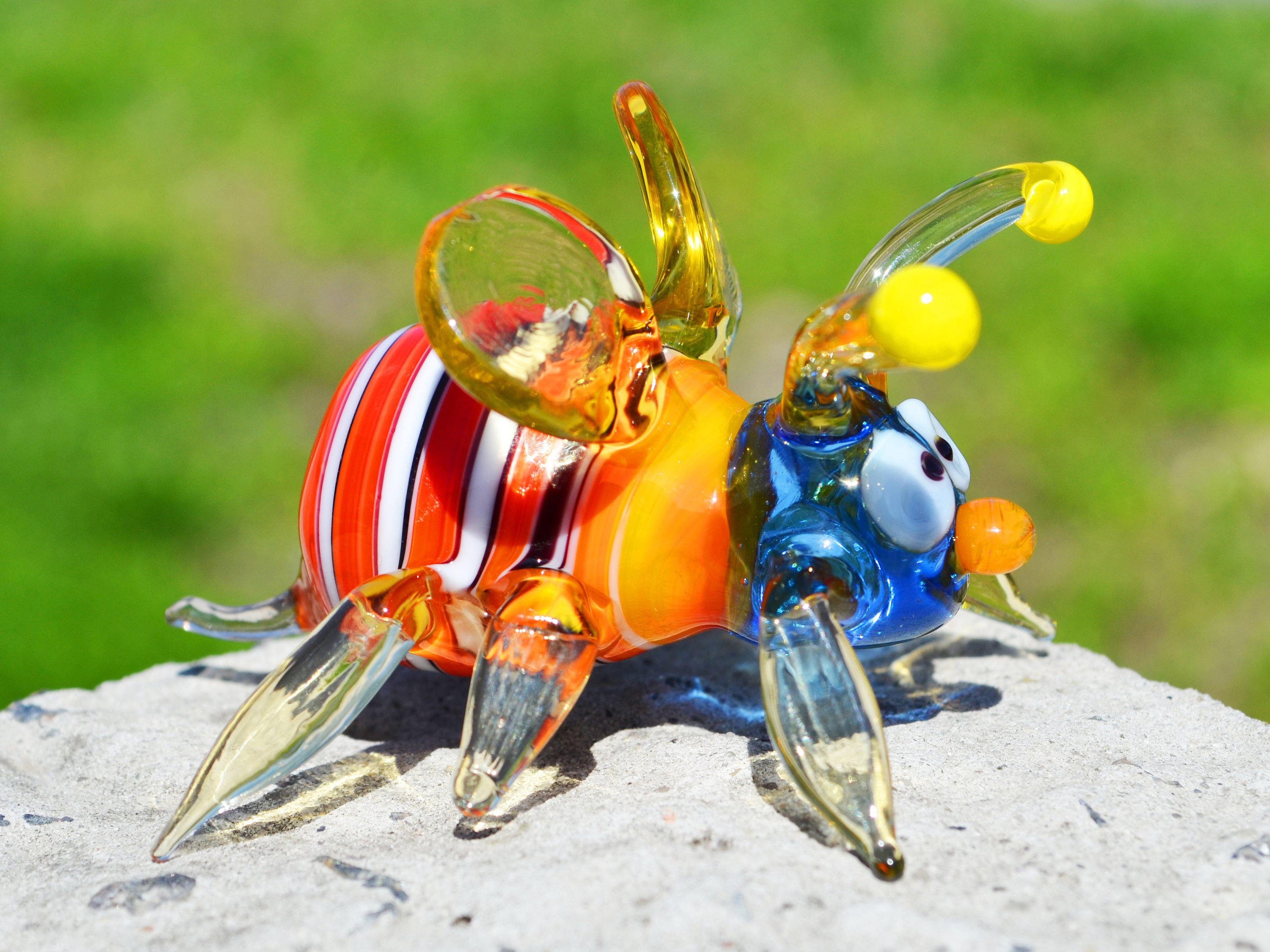 Glass Bee Figurines Collectible Bee Sculpture Yellow Glass Bee | Etsy