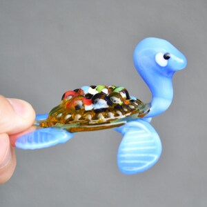 Blue Glass Turtle Figurine Animals Glass Turtles Sculpture Art Glass ...