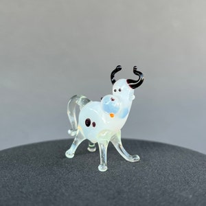 Mini Glass Cow Micro Glass Cow Doll House Cow Tiny Miniature of Cow ...