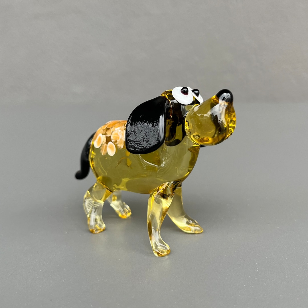 Glass Dog With Big Ears Figurine Dog Animals Glass Artglass Doll House ...