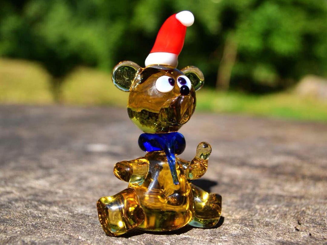 Yellow Glass Bear Figurine Animals Glass Bear Glass Miniature - Etsy