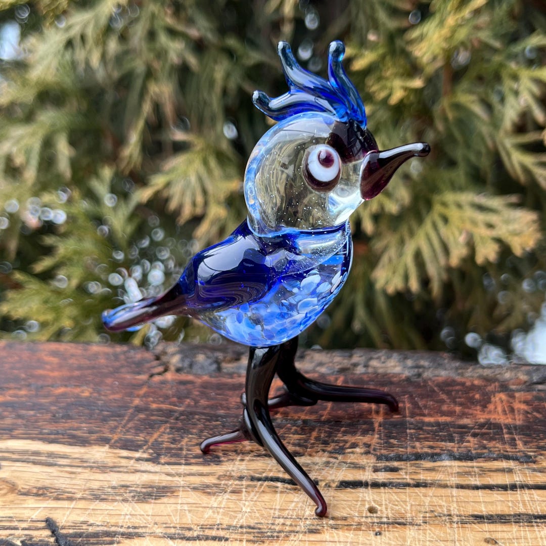 Blue Glass Bird Figurine