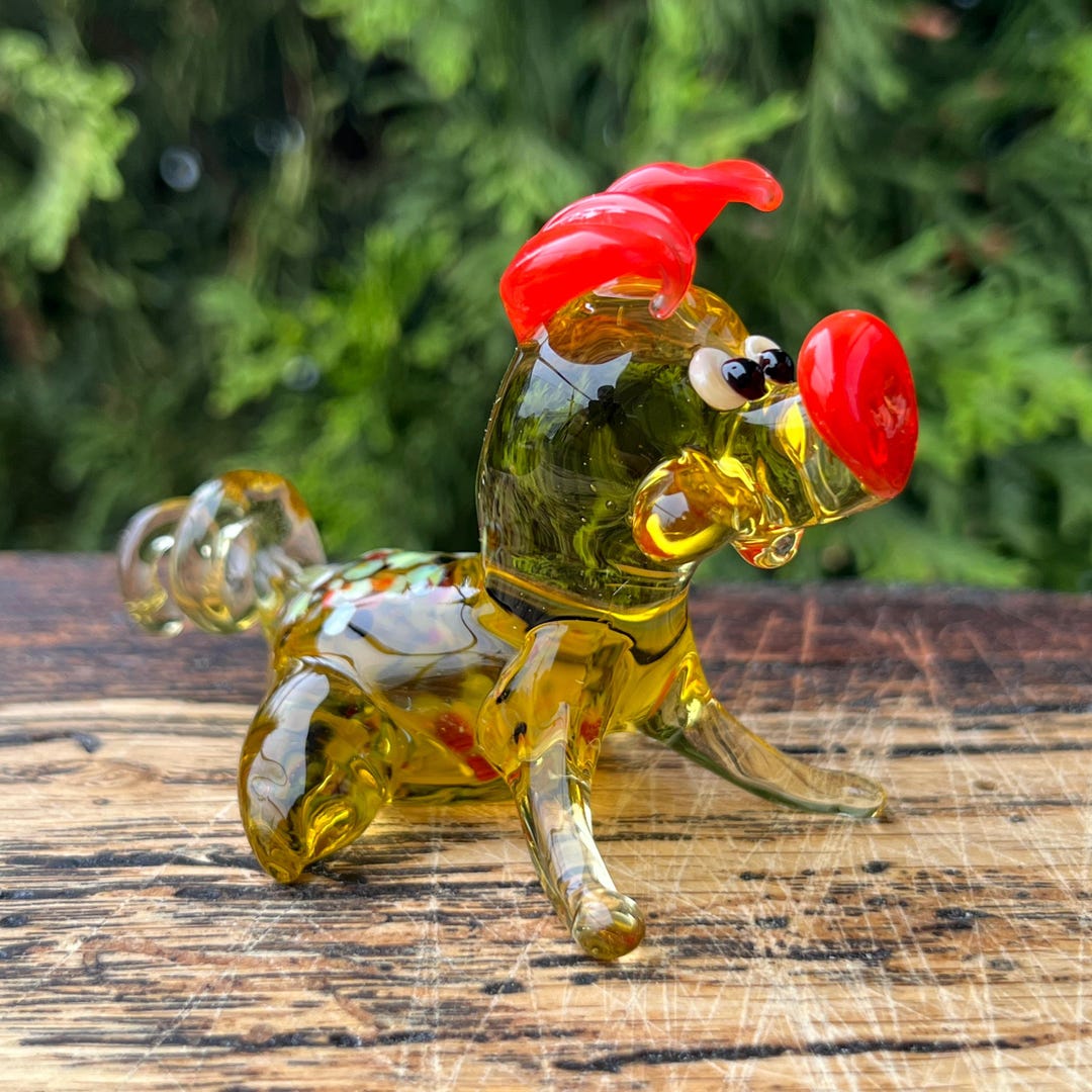 Blown Glass Pig Figurine – Handcrafted Yellow Boar Sculpture - Etsy