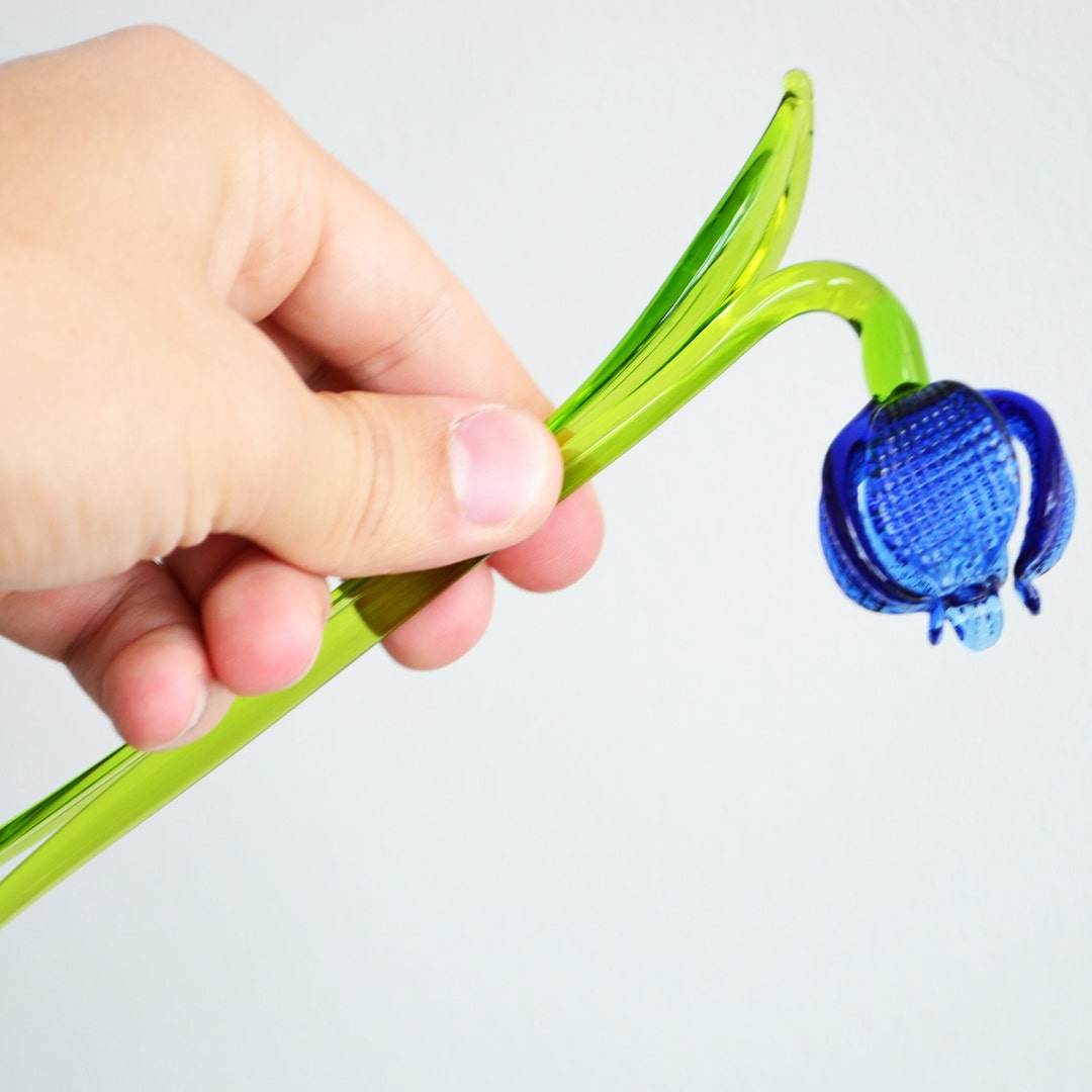 Blue Glass Bell Flower Murano Garden Flower Miniatures Figure Gift for ...