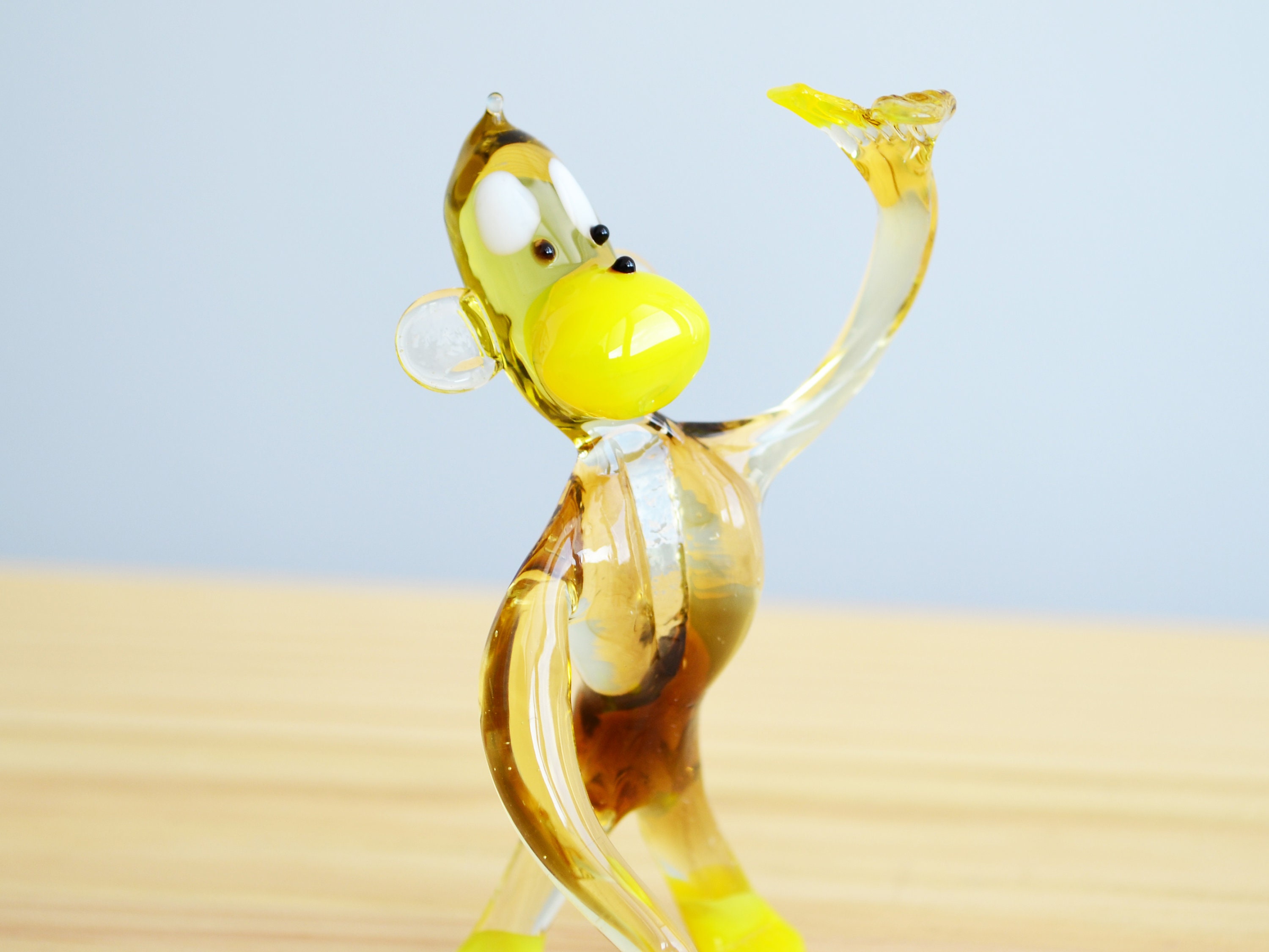 Glass Monkey Figurine Yellow Glass Monkey Animal Collectible - Etsy