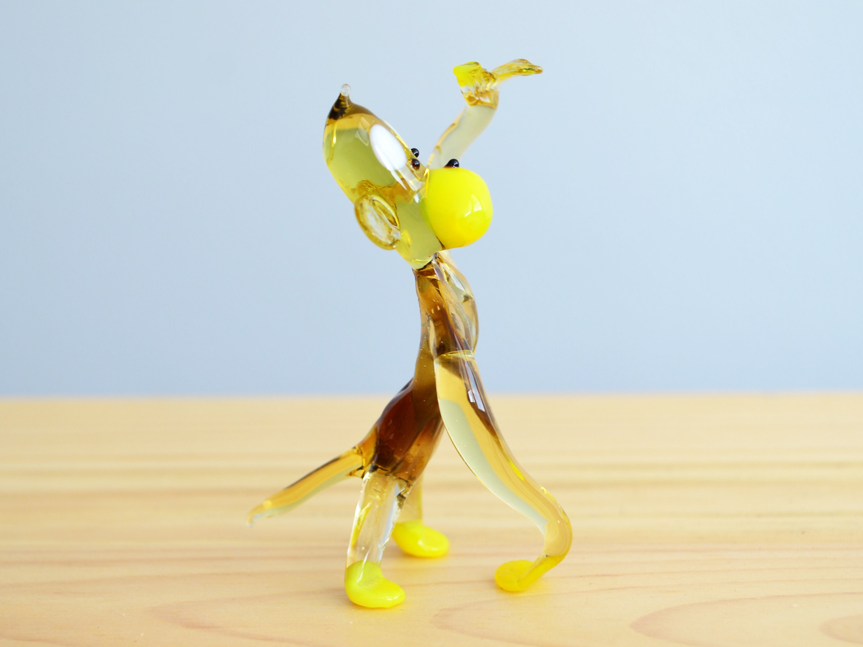 Glass Monkey Figurine Yellow Glass Monkey Animal Collectible - Etsy