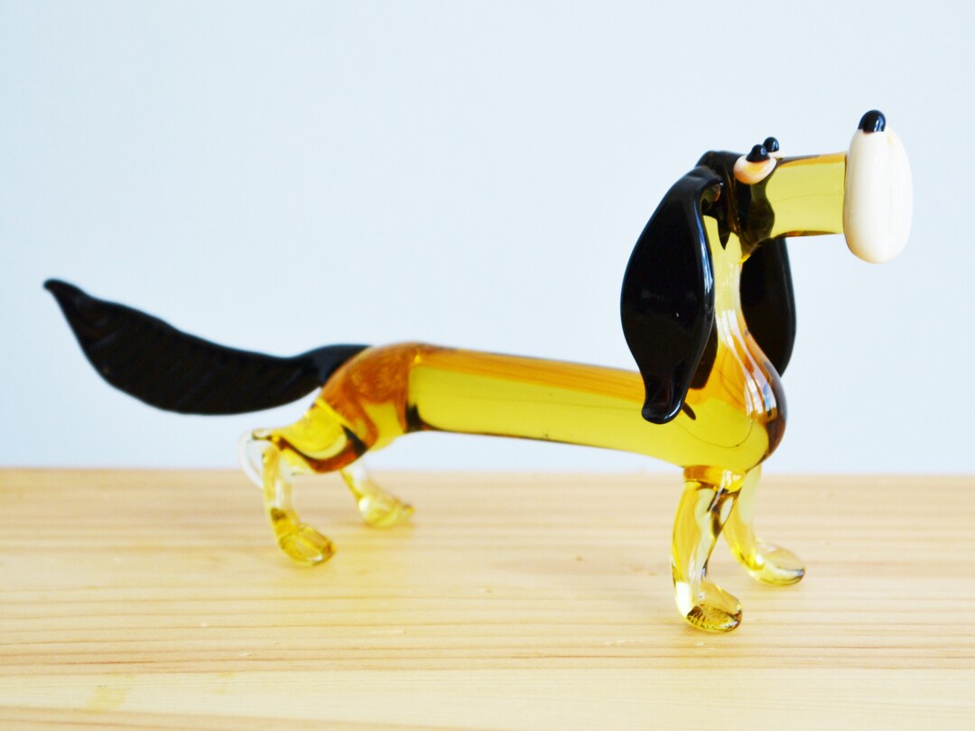 Glass Badger Dog Figurine Animals Glass Badger Dog Miniature Artglass ...