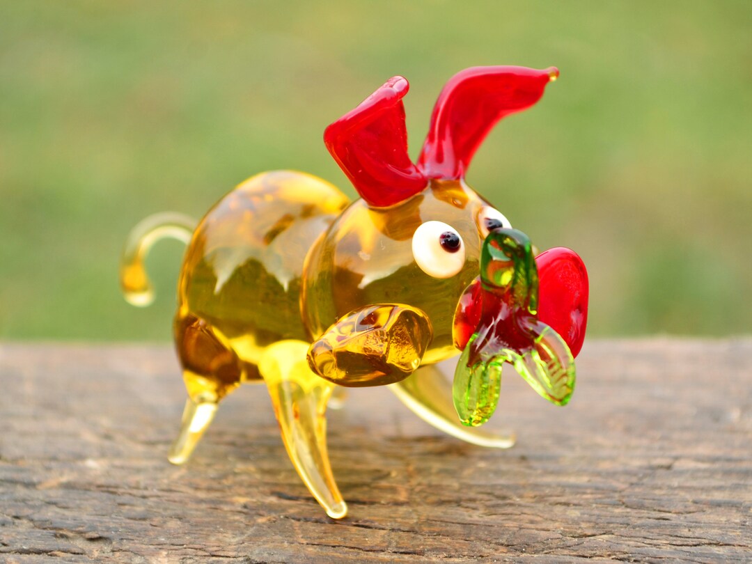 Blown Glass Pig Figurine Animals Glass Pig Miniature Art Glass - Etsy