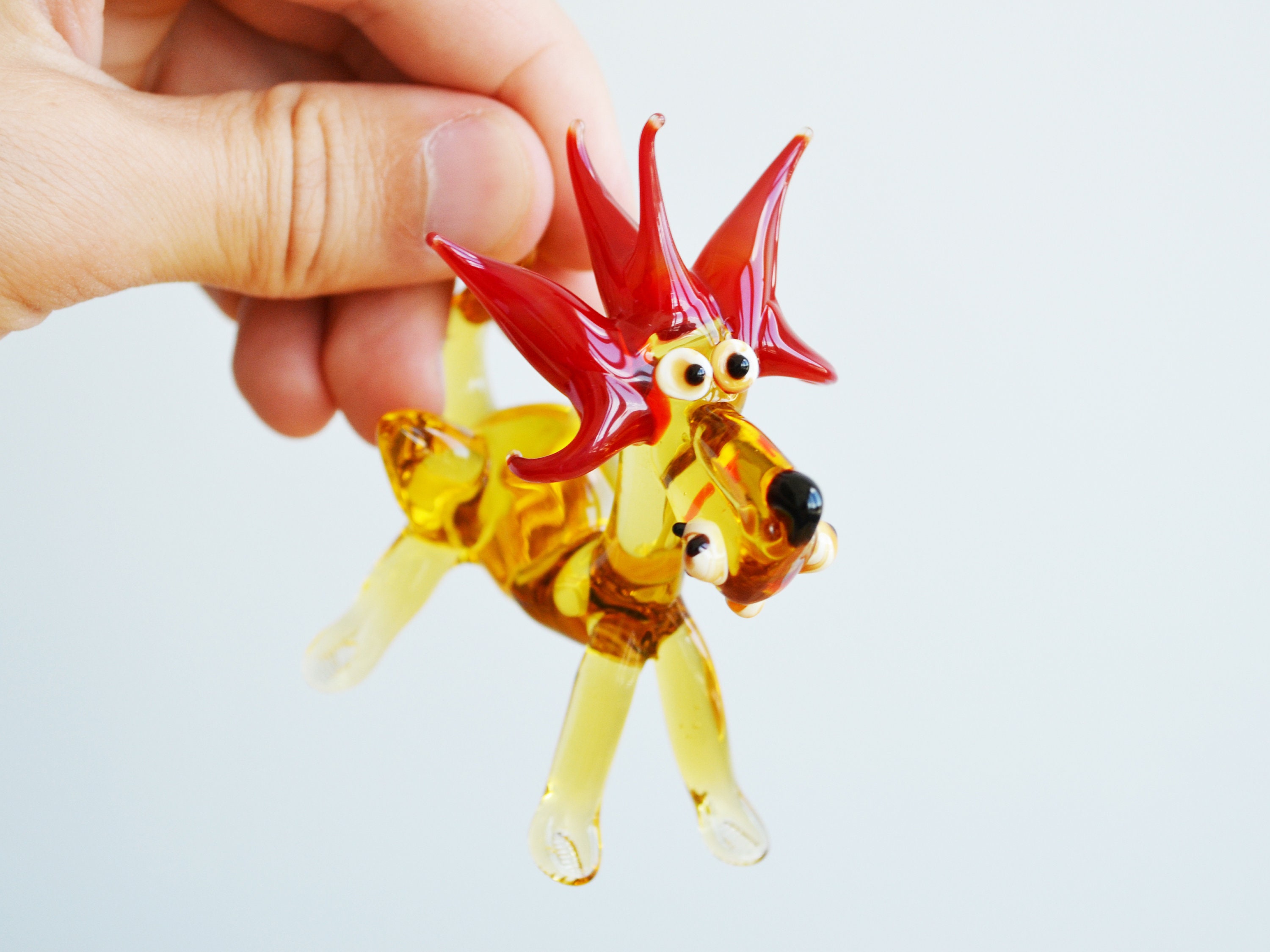 Blown Glass Lion Figurine Yellow Glass Lion Sculpture Glass - Etsy