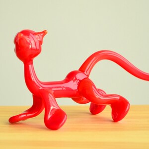 Red Cat Glass Figurine Cat Animals Glass Cat Miniature Art Glass Cat ...