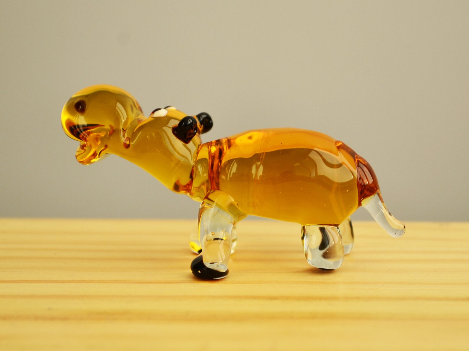 Yellow Glass Hippopotamus Figurine Animals Hippo Sculpture Art | Etsy