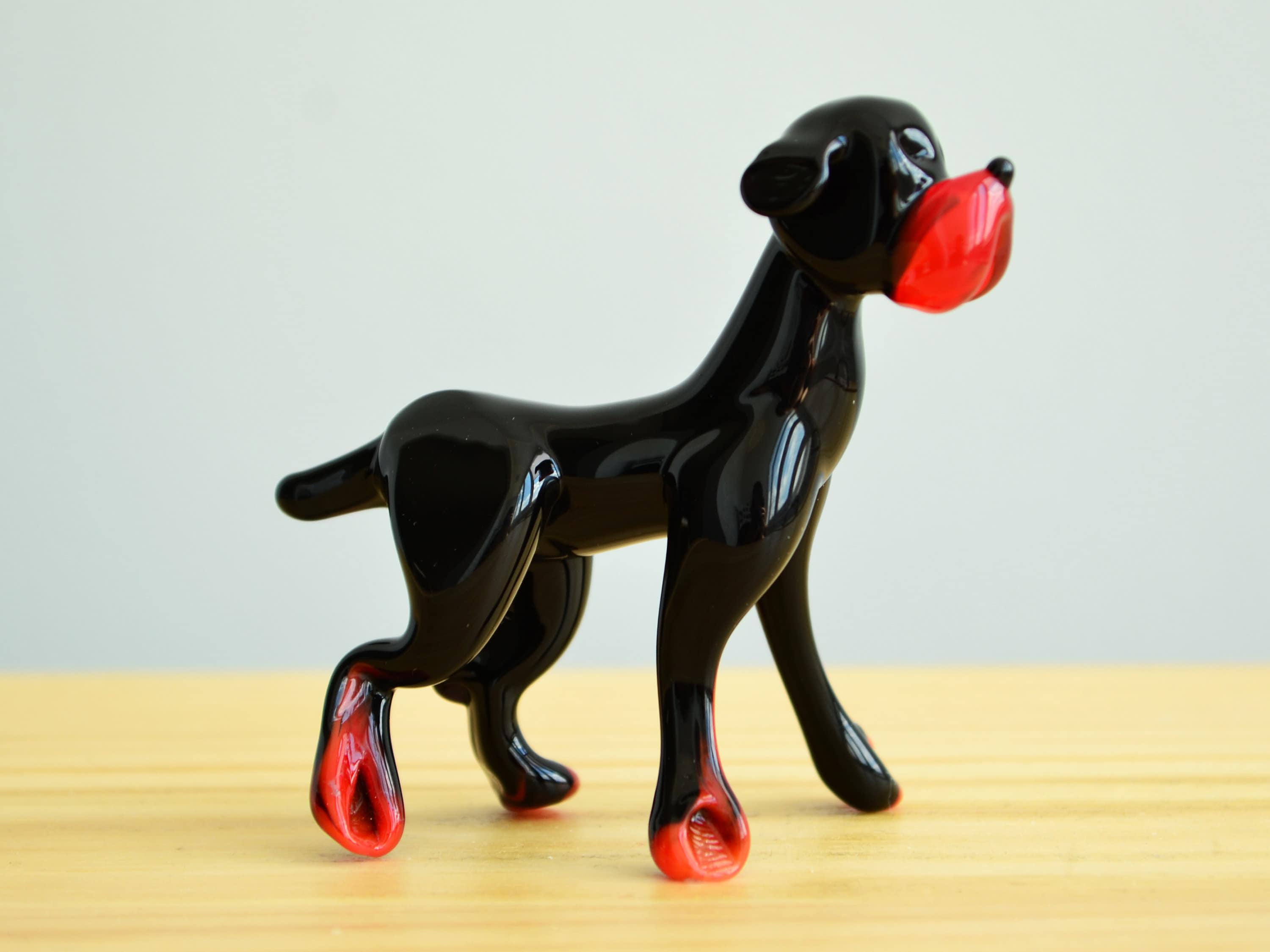 Black Glass Dog Figurine Animals Glass Dog Miniature Art Glass | Etsy