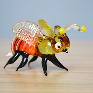 Orange Glass Bee Animal Figurines Small Miniature Sculpture Tiny Bee ...