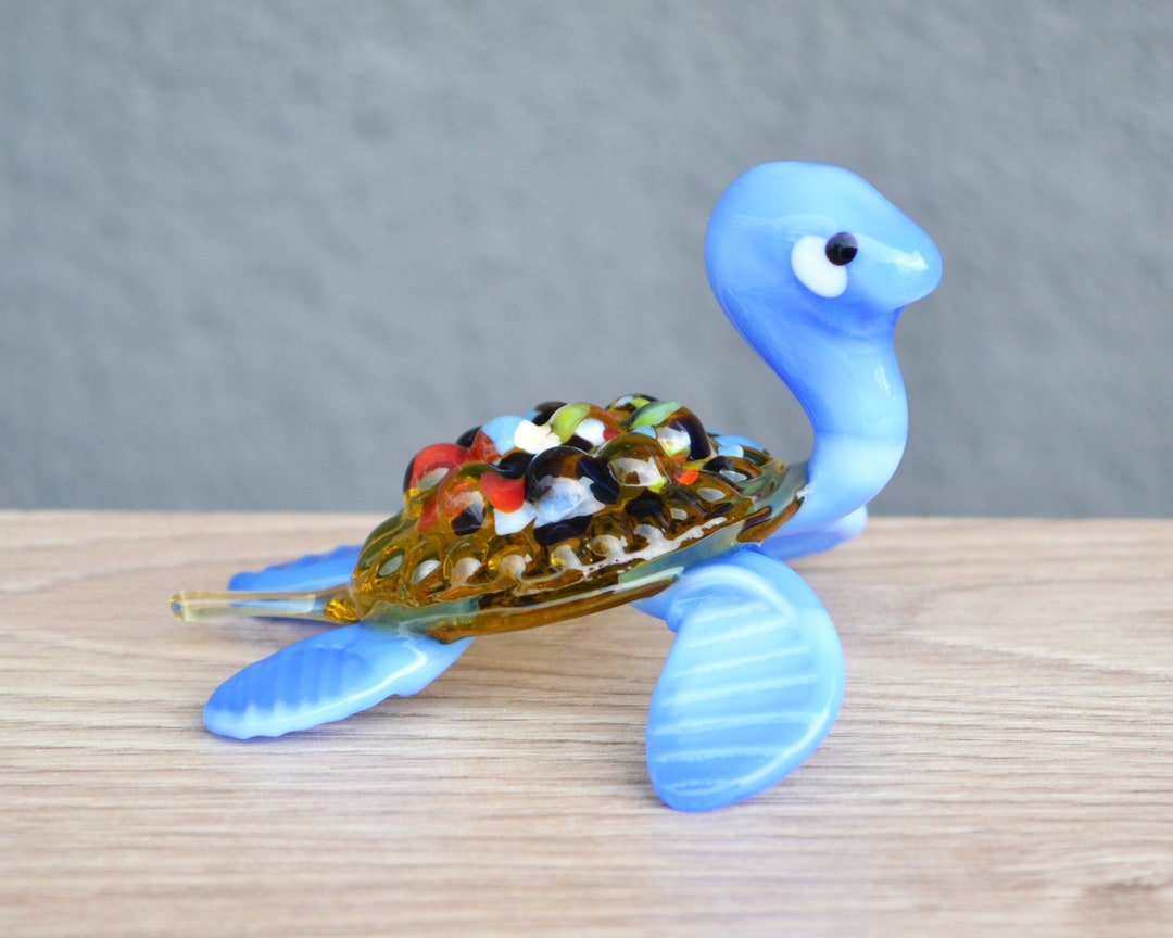 Blue Glass Turtle Figurine Animals Glass Turtles Sculpture Art - Etsy