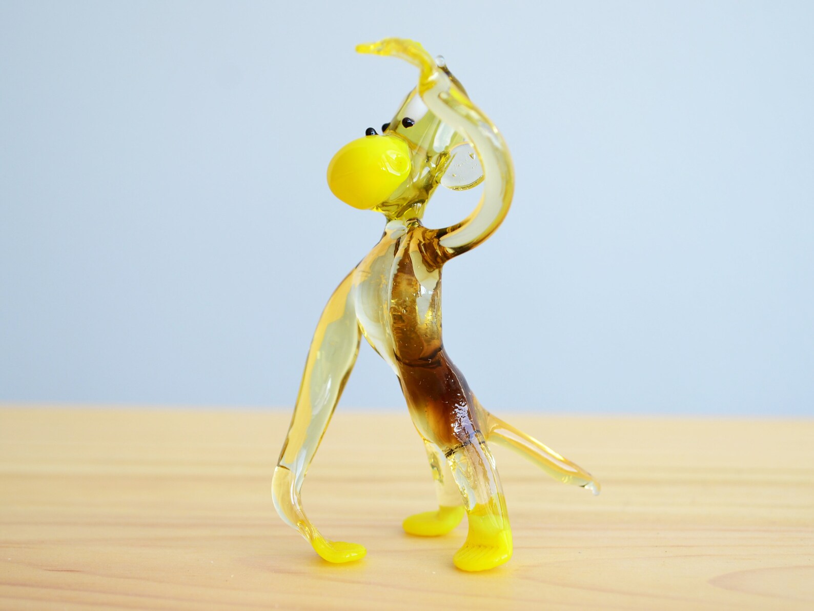 Glass Monkey Figurine Yellow Glass Monkey Animal Collectible - Etsy