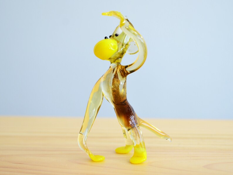 Glass Monkey Figurine Yellow Glass Monkey Animal Collectible - Etsy