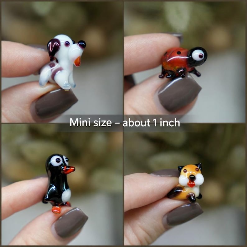 Mini Glass Animal Figurines, Choose Your Animal, Tiny Blown Glass ...