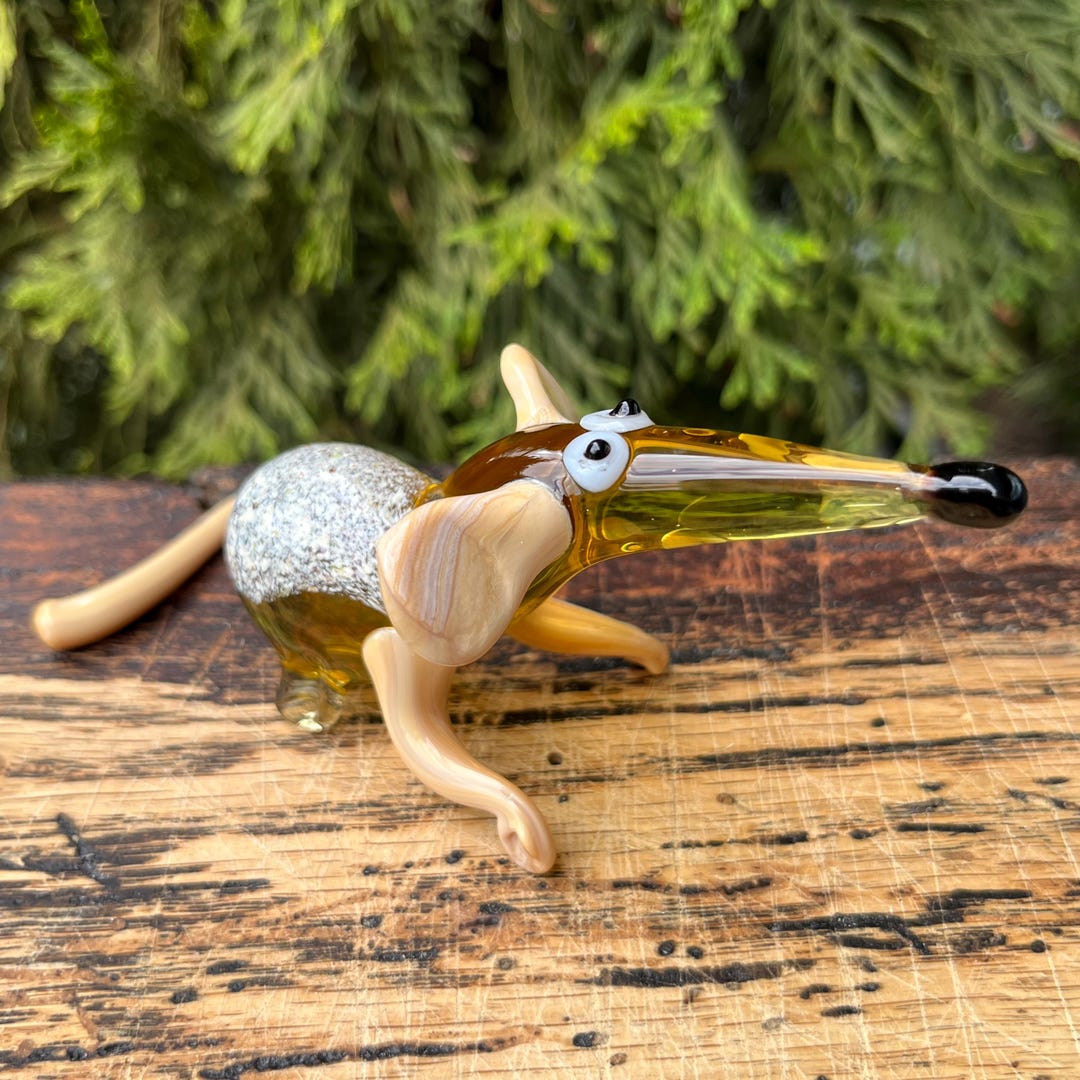 Blown Glass Rat Figurine: Beige Murano Style Sculpture - Etsy
