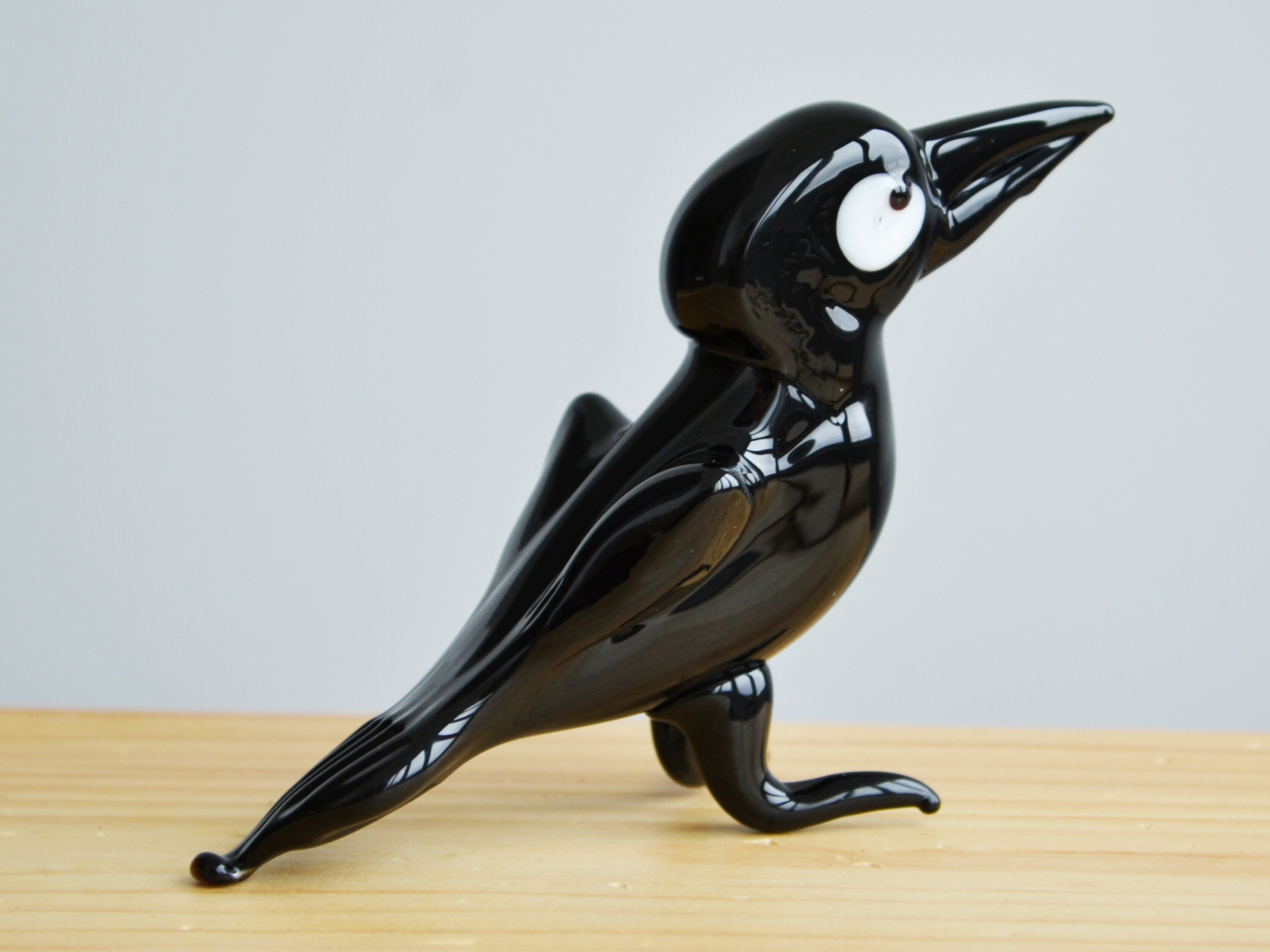 Glass Crow Statue Crow Halloween Decor Black Crow Ornament Art | Etsy