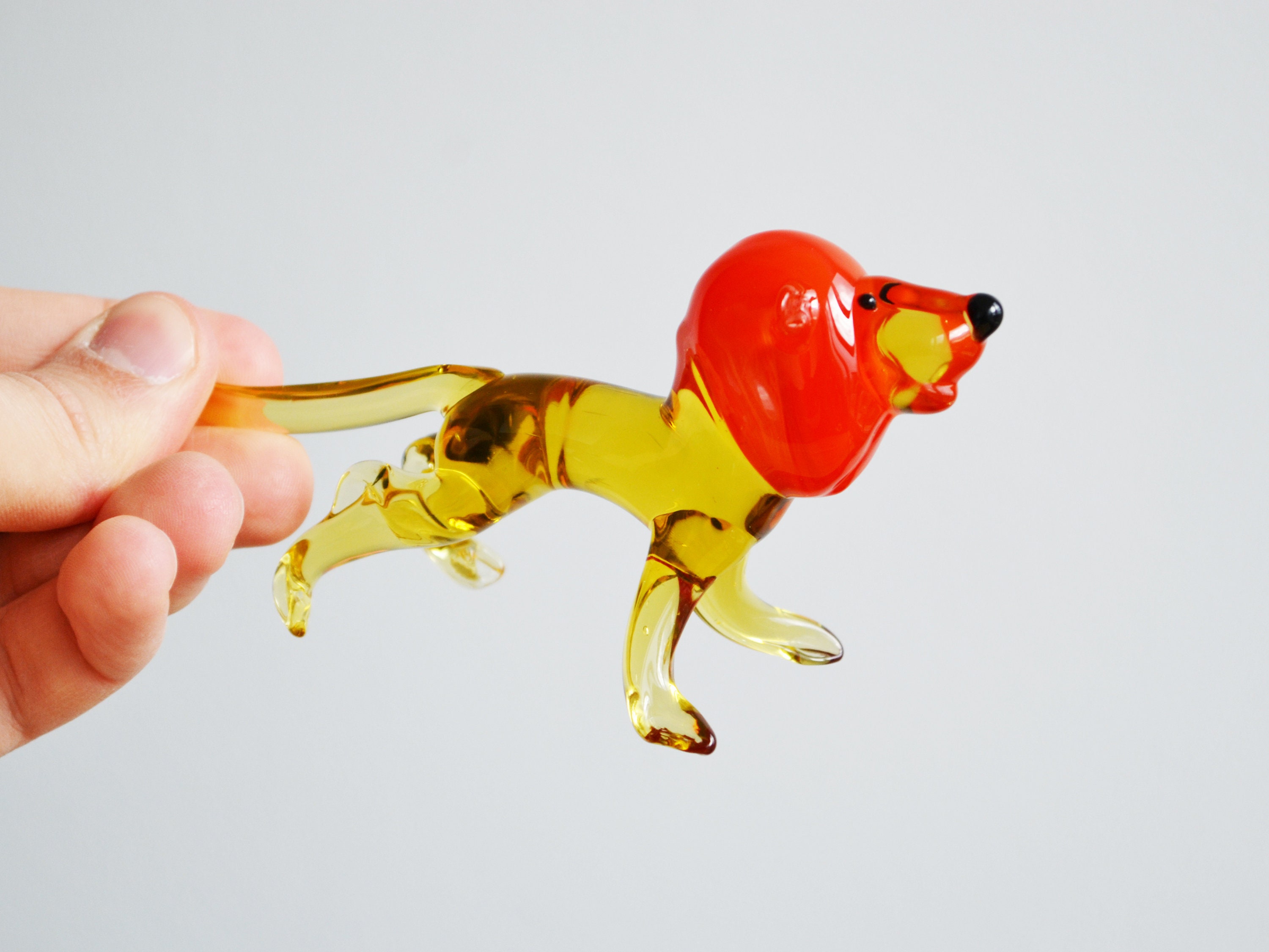 Art Glass Lion Figurine Animals Blown Glass Lion Sculpture | Etsy