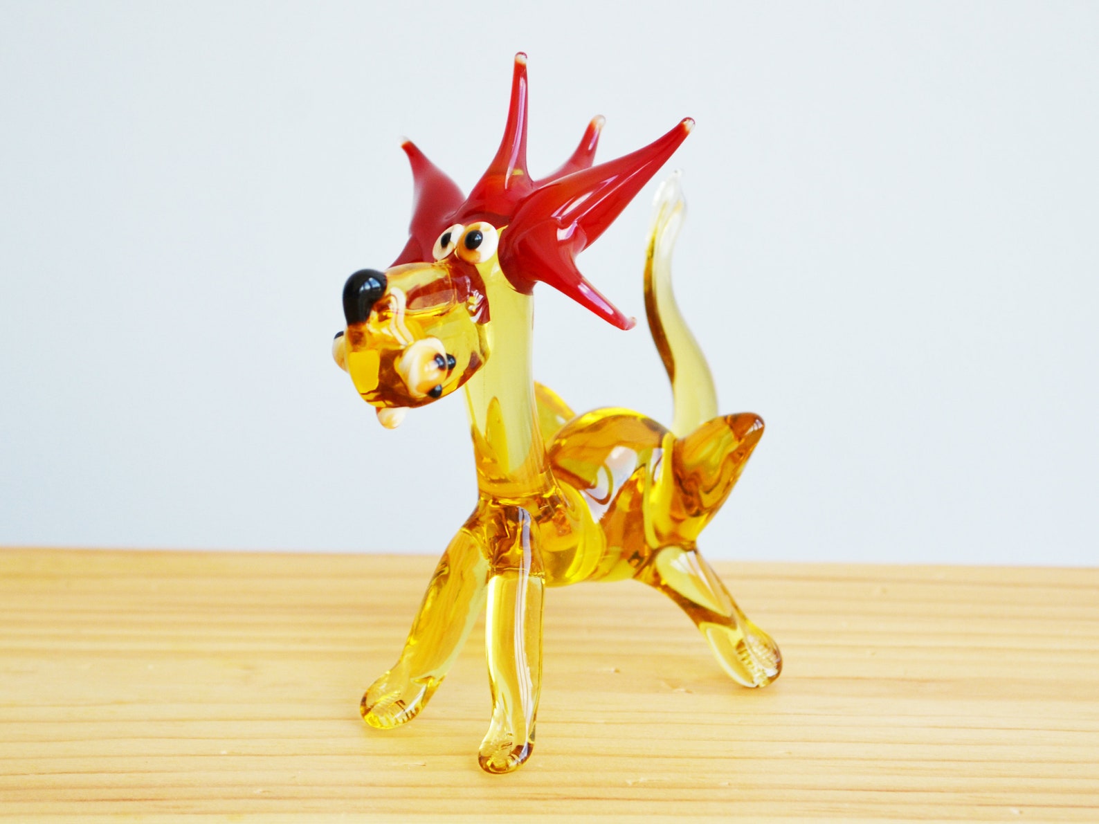 Blown Glass Lion Figurine Yellow Glass Lion Sculpture Glass - Etsy