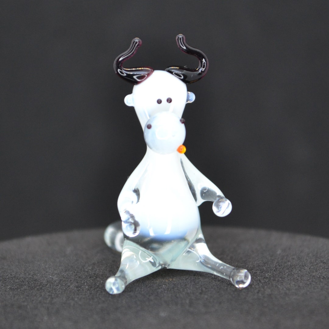 Small Cow Sculpture Art Glass Cow Statue Figurine Blown Glass Mini Cow ...