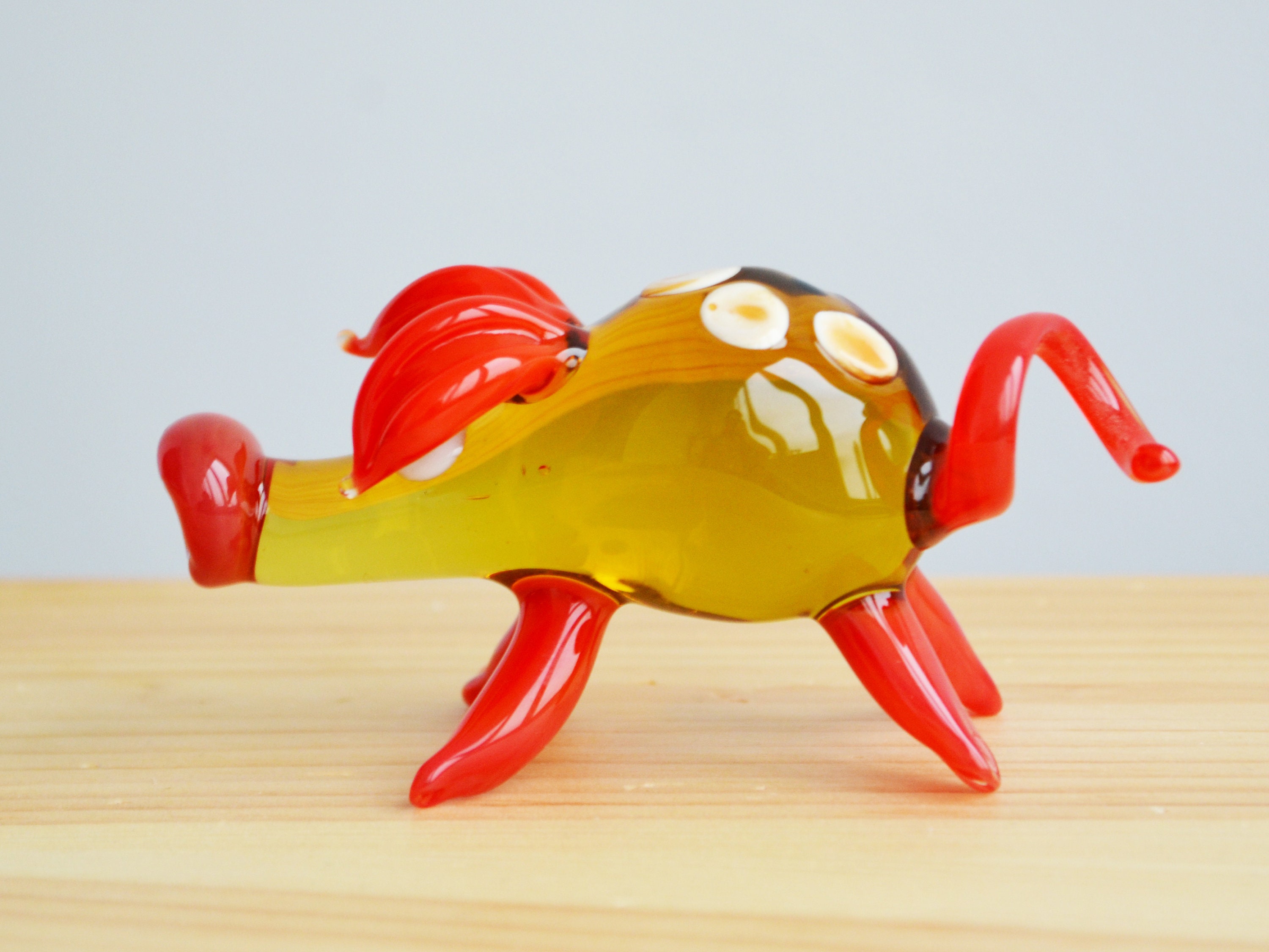 Red Glass Pig Figurine Animals Glass Pig Miniature Art Glass | Etsy