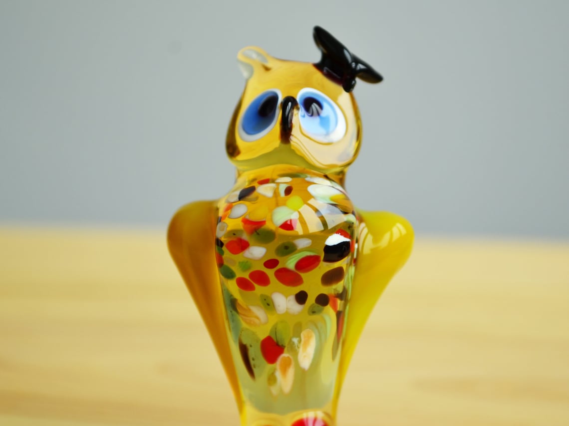 3.2 Inch Glass Owl Figurine Animals Glass Owl Birds - Etsy