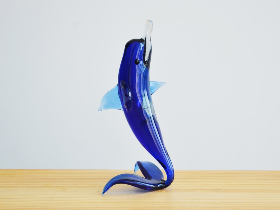 Blue Glass Dolphin Figurine Animals Glass Dolphins Gift - Etsy