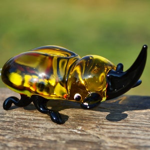 Yellow Glass Bug Figurine Animals Glass Bug Miniature Artglass Blown ...